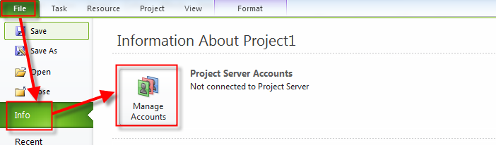 How to create Project Server Account in MS Project Professional 2010 ...