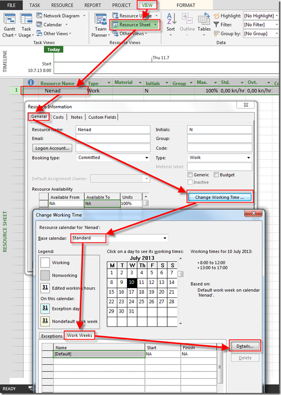 Resource vs. Task Calendar in MS PROJECT 2013 | Nenad Trajkovski