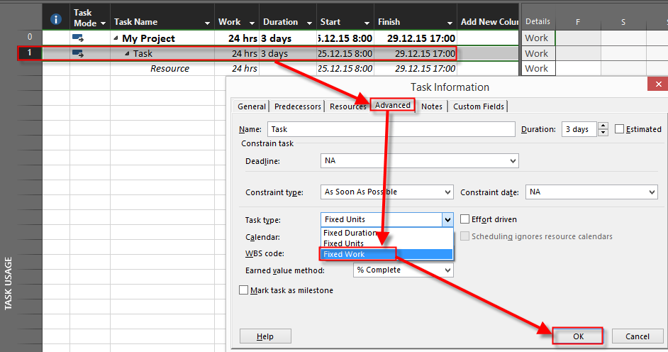 How to change Task Finish date when Task has fixed amount of Actual ...