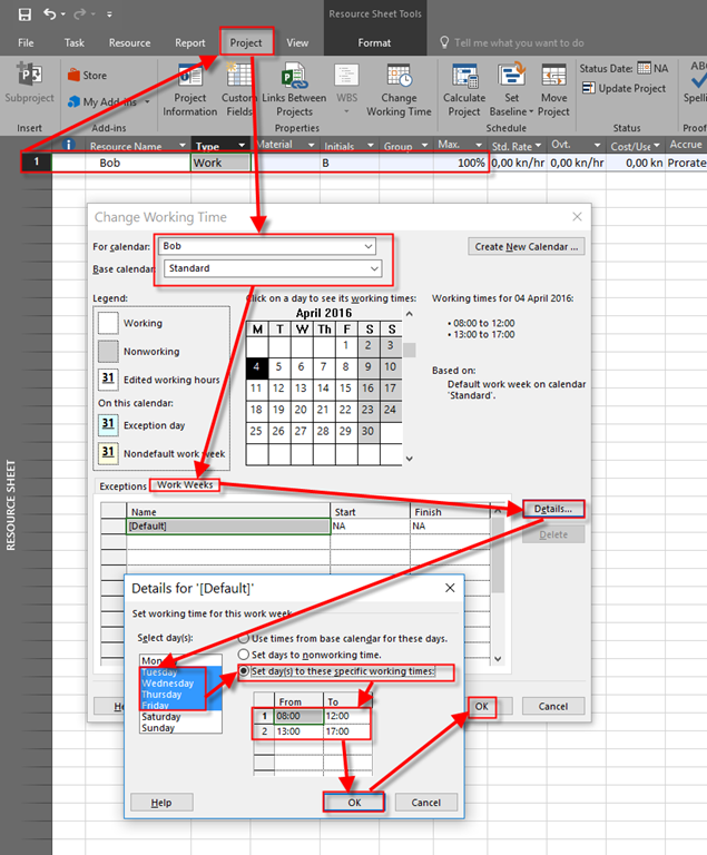Task type and Resource Calendars in MS PROJECT 2016 | Nenad Trajkovski