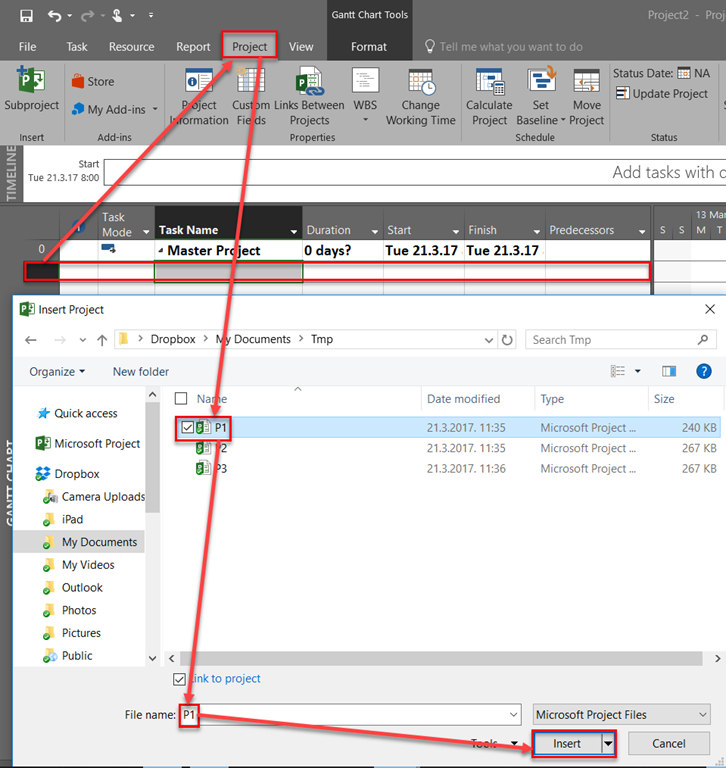 Subproject File field in MS PROJECT 2016 | Nenad Trajkovski