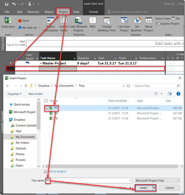 Subproject File field in MS PROJECT 2016 | Nenad Trajkovski