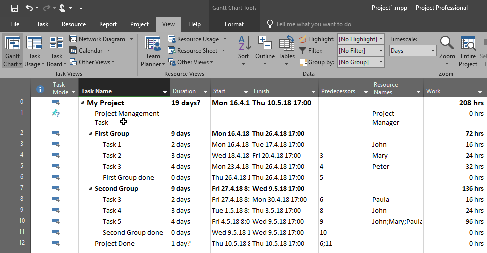 Project Management Task in MS PROJECT 2016 | Nenad Trajkovski