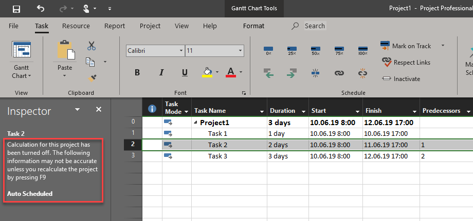Calculate project after each edit option and Task inspector in MS ...