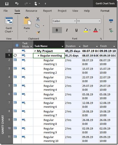How to link Tasks with recurring Tasks in MS PROJECT 2019 | Nenad ...