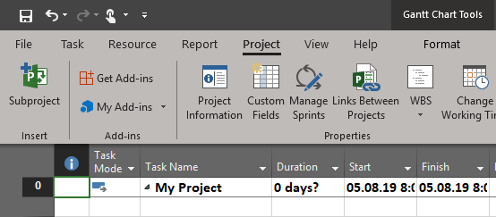 Creating Fixed Duration Task using Task form in MS Project 2019 | Nenad ...