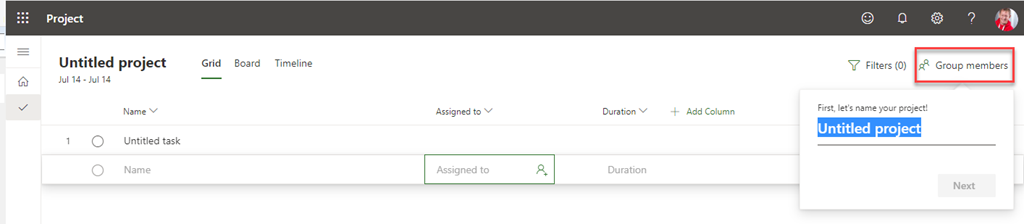 Group name and Project name in Microsoft Project for the Web | Nenad ...